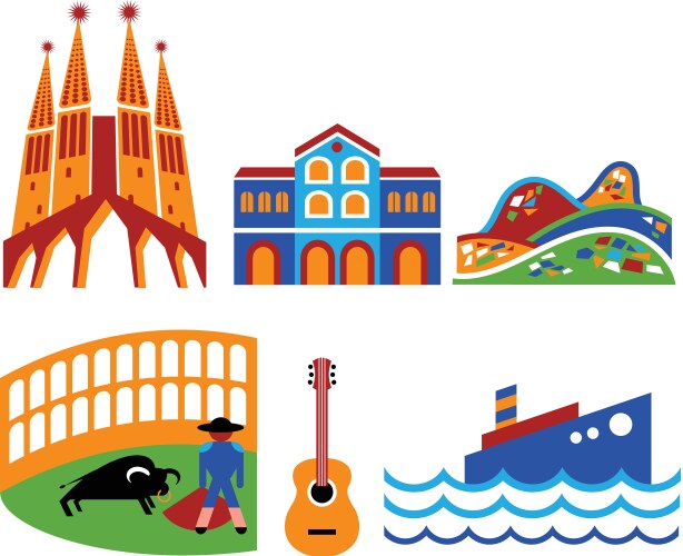 Spain madrid travel landmarks Royalty Free Vector Image