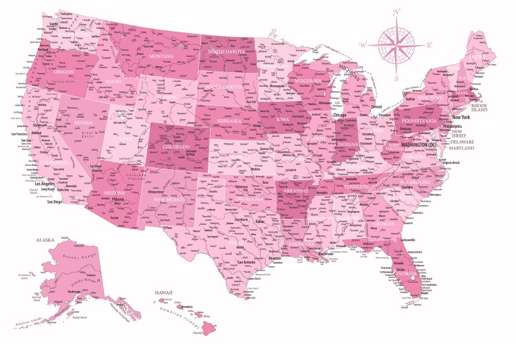 United states - highly detailed map Royalty Free Vector