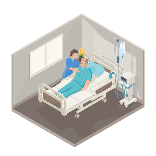 Elderly care bedridden patient concept old man Vector Image