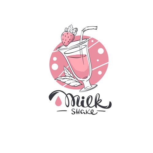 Cartoon strawberry milkshake Royalty Free Vector Image