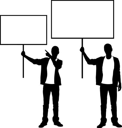 People holding offer panels Royalty Free Vector Image