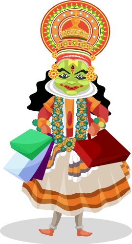 Kathakali dancer cartoon Royalty Free Vector Image