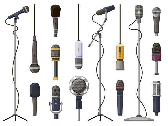 Cartoon studio microphones broadcast voice Vector Image
