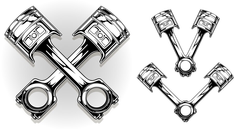 Double graphic black car engine piston Royalty Free Vector