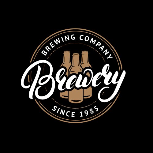 Brewery hand drawn lettering logo label badge Vector Image