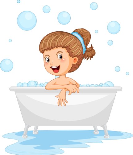 Cartoon child taking a bath Royalty Free Vector Image