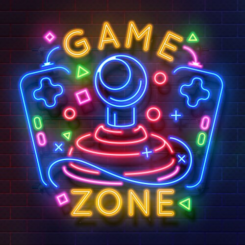 Retro neon color game controller Royalty Free Vector Image