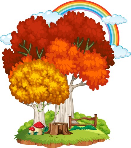 Cartoon of the forest scene with many trees Vector Image