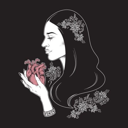 Human heart with missing puzzle piece hand drawn Vector Image
