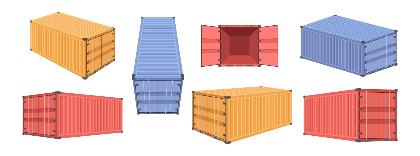 Freight shipping open cargo containers Royalty Free Vector