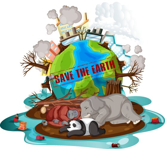 Poster design with earth on fire Royalty Free Vector Image