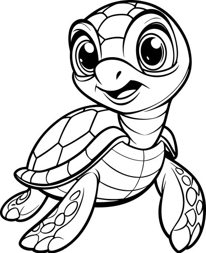 Baby sea turtle coloring page Royalty Free Vector Image