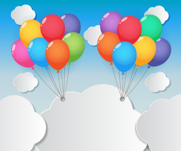 Congratulations balloons sky background Royalty Free Vector