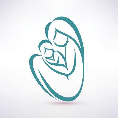 Mother breast feeding her baby symbol Royalty Free Vector