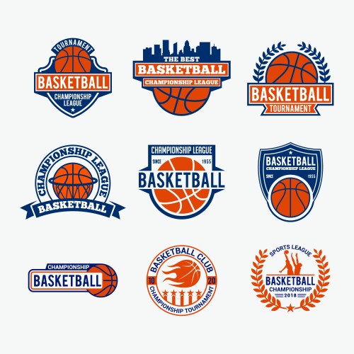 Set of basketball logos Royalty Free Vector Image