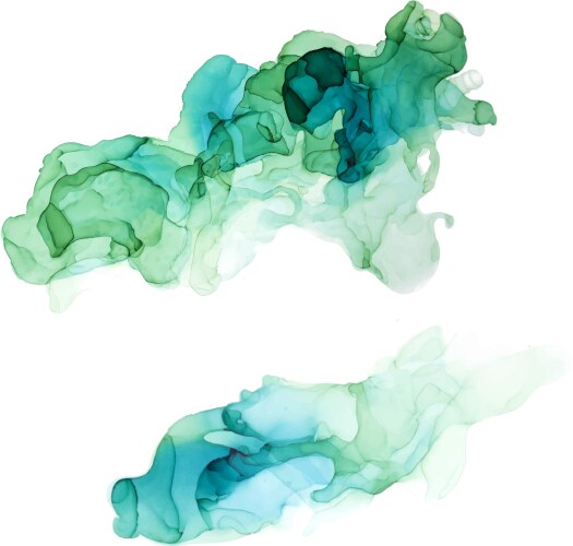 Round poster wet ink background blue gold Vector Image