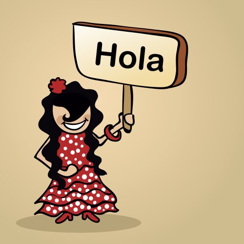 Hola word lettering spanish text hello phrase Vector Image
