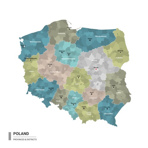 Detailed map of the poland Royalty Free Vector Image