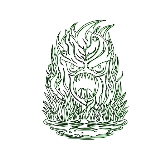 Swamp monster outline sketch Royalty Free Vector Image