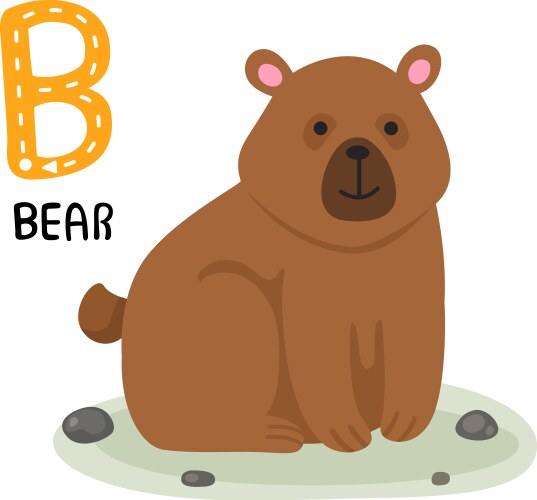 Isolated alphabet letter b bear Royalty Free Vector Image
