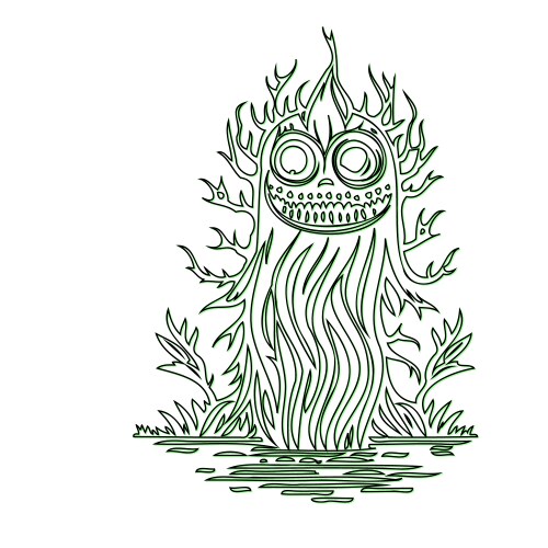 Swamp monster outline sketch Royalty Free Vector Image
