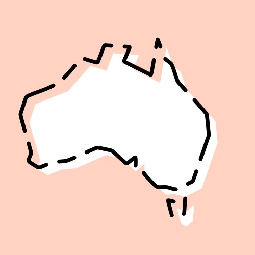 Australia - solid black silhouette map of country Vector Image