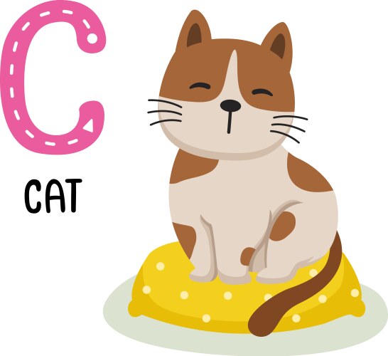 Alphabet letter c-cat exercise with cartoon Vector Image