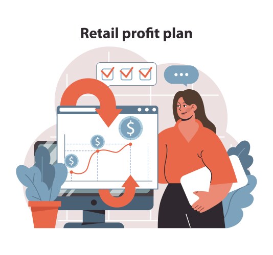 Retail profit plan set evaluating customer Vector Image