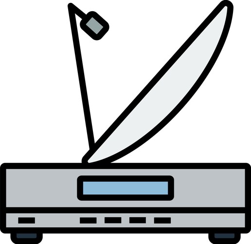 Satellite receiver with antenna icon Royalty Free Vector