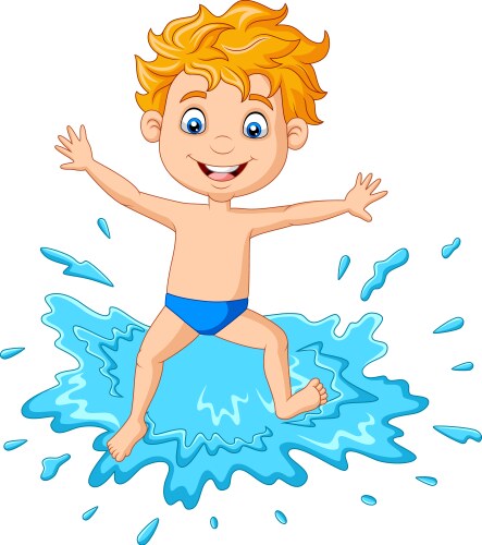 Little boy surfing on a big wave Royalty Free Vector Image