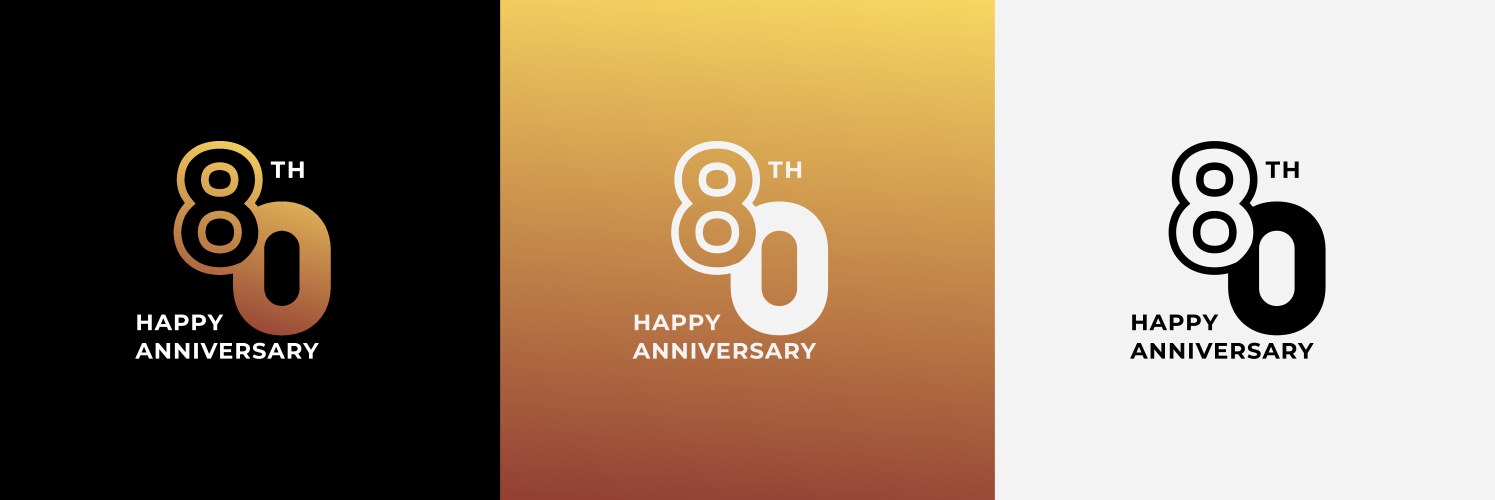 Logo 80th 80 years happy anniversary gold Vector Image