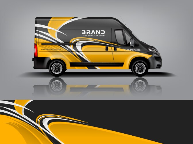 Van wrap design template with wave shapes decal Vector Image