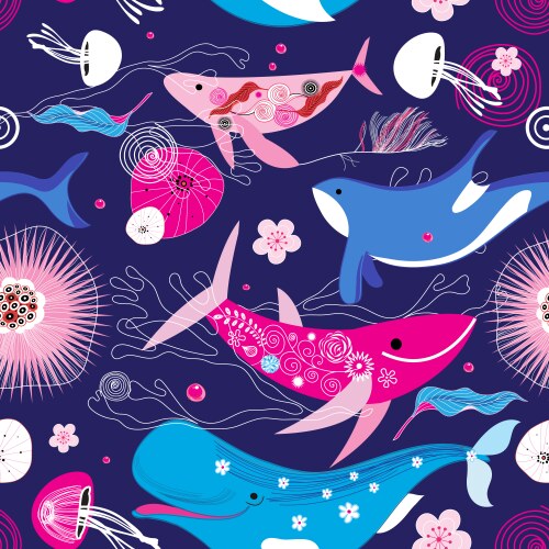 Whales cosmo Royalty Free Vector Image - VectorStock