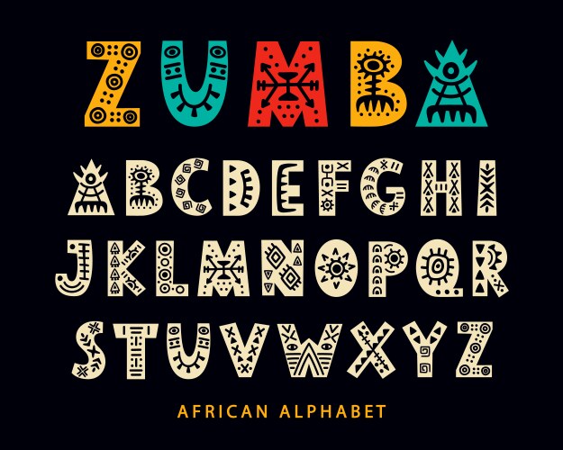 Tribal aleut alphabet Royalty Free Vector Image
