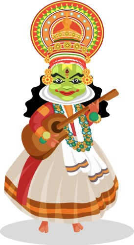 Kathakali dancer cartoon Royalty Free Vector Image