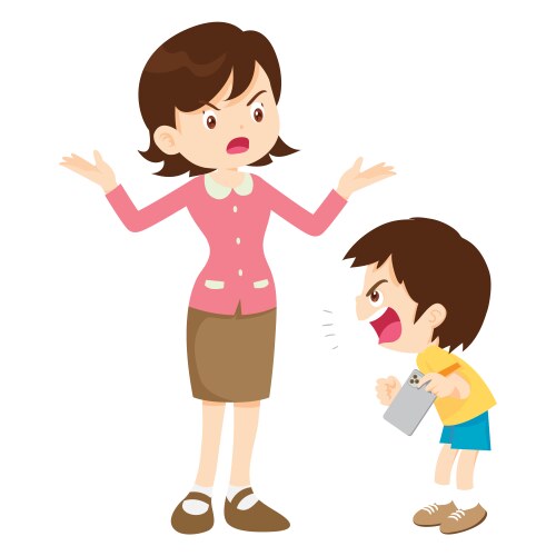 Parent angry to kid addicted phone Royalty Free Vector Image