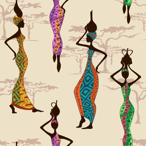 African women in traditional dress Royalty Free Vector Image