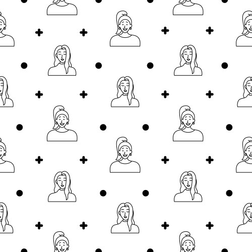 Cute baby girl seamless pattern coloring page Vector Image