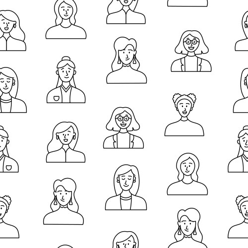 Women avatars seamless pattern coloring page Vector Image