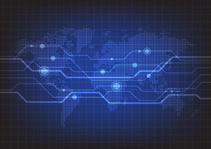 World map circuit board technology background Vector Image World map circuit board technology background Vector Image