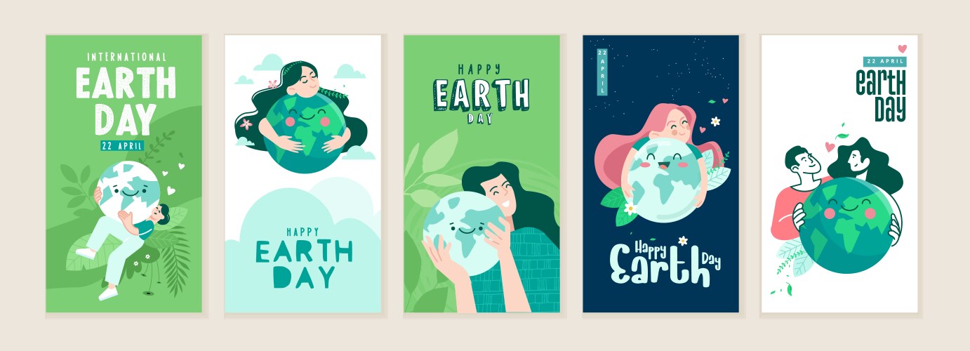 Earth posters green eco day environmental design Vector Image