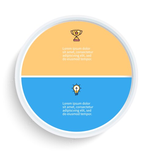 Business process pie chart with 2 steps options Vector Image