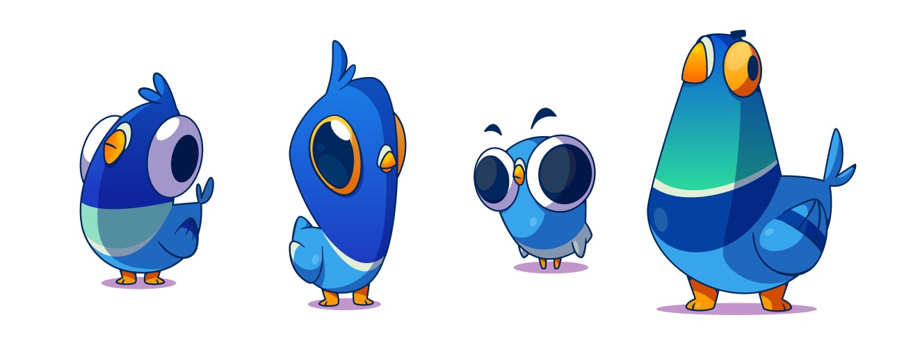 Pigeon bird characters eating set Royalty Free Vector Image