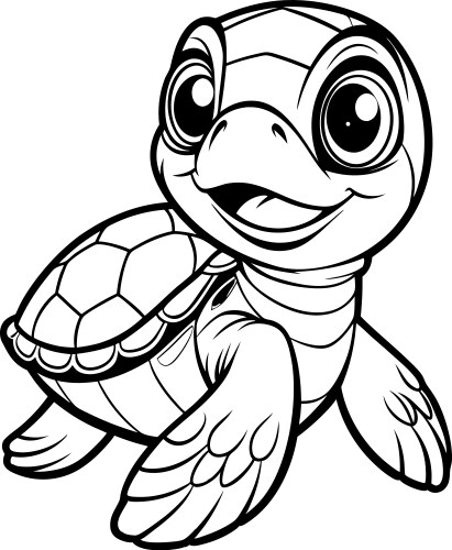 Baby sea turtle coloring page Royalty Free Vector Image