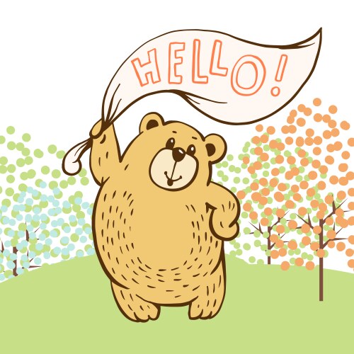 Drawing cute yellow bear with life ring having Vector Image