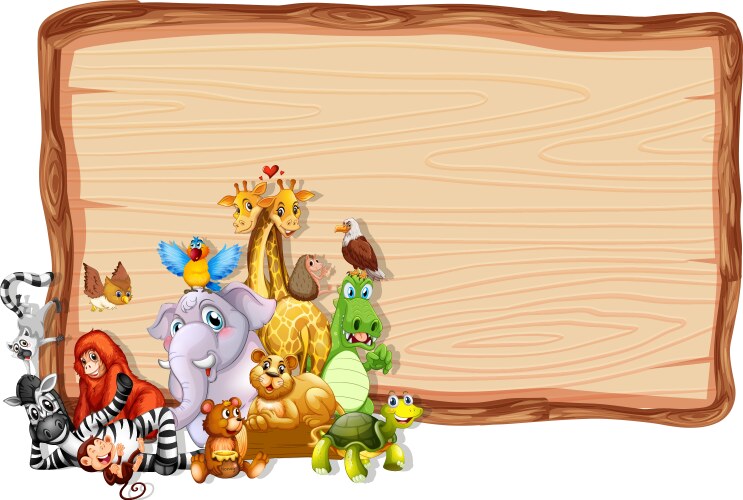 Border template design with many wild animals Vector Image