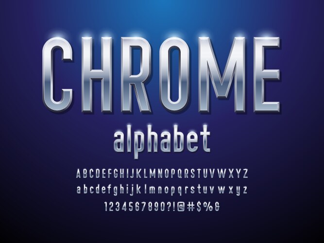 Chrome typeface gray Royalty Free Vector Image