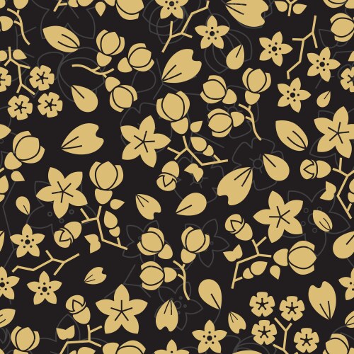 Set golden sakura flowers Royalty Free Vector Image