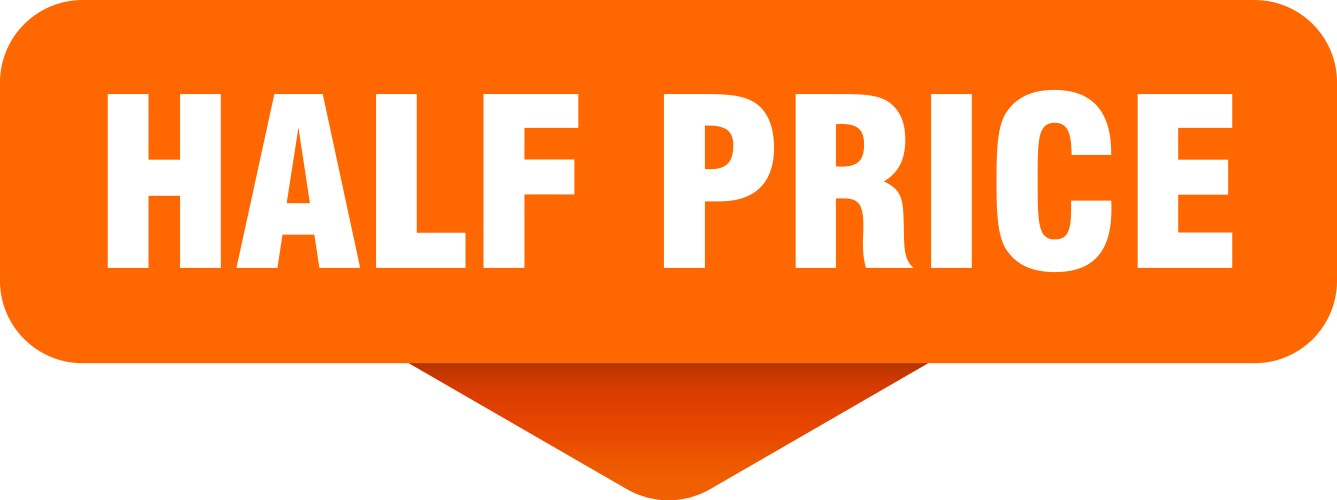 Half price sticker sign on transparent Royalty Free Vector