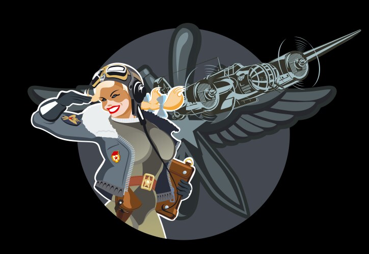 Cherry bomb ww2 pin up girl Royalty Free Vector Image